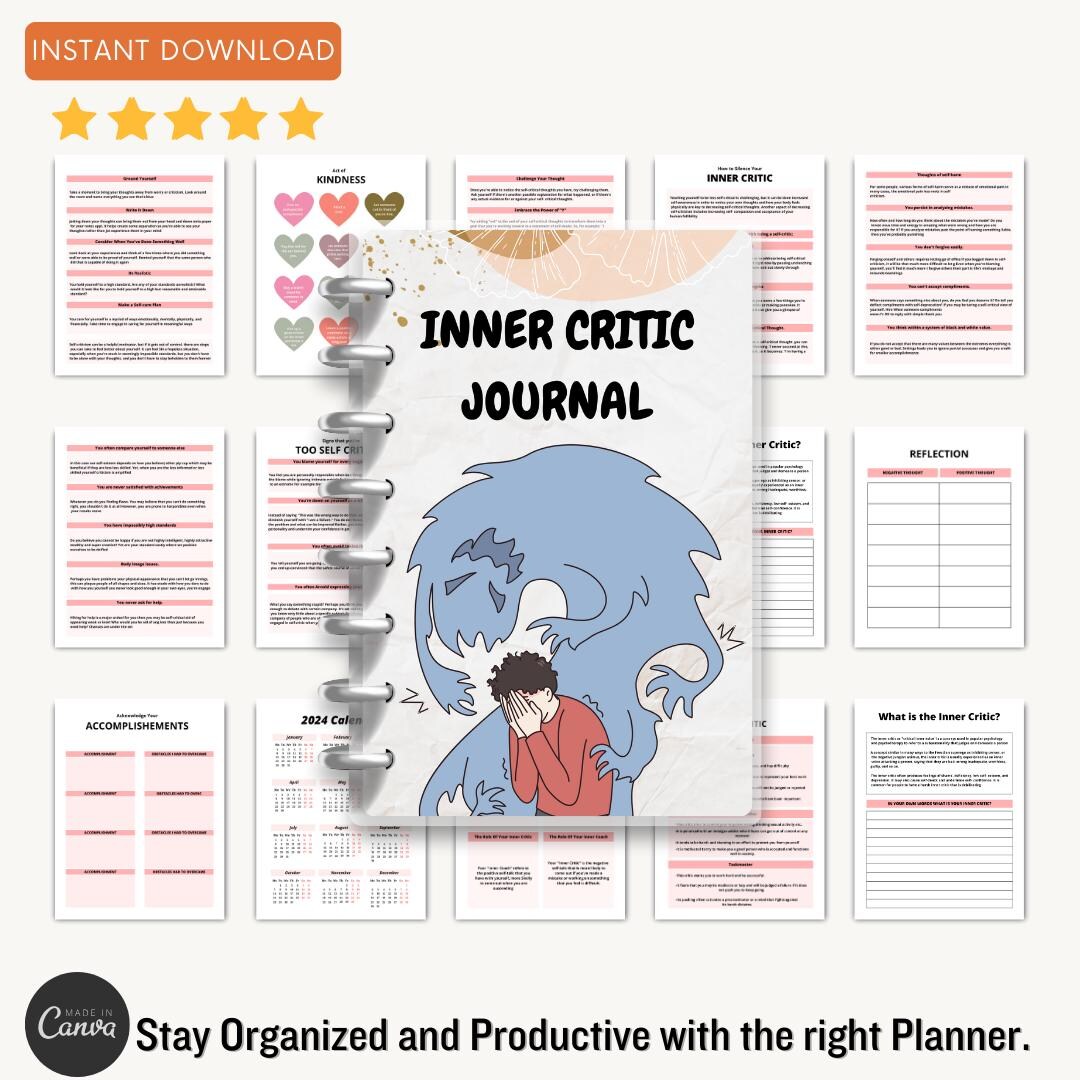 Inner Critic Journal for Self-reflection, Positive Affirmations ...