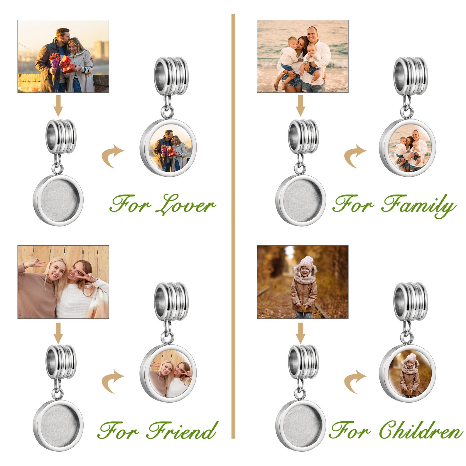 Personalized Photo Charm of Bracelet, Custom Picture Charm, Photo Bead ...