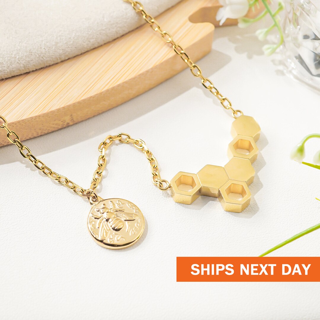 Bee Honeycomb Urn Necklace, Personalized Hexagon Cremation Jewelry ...