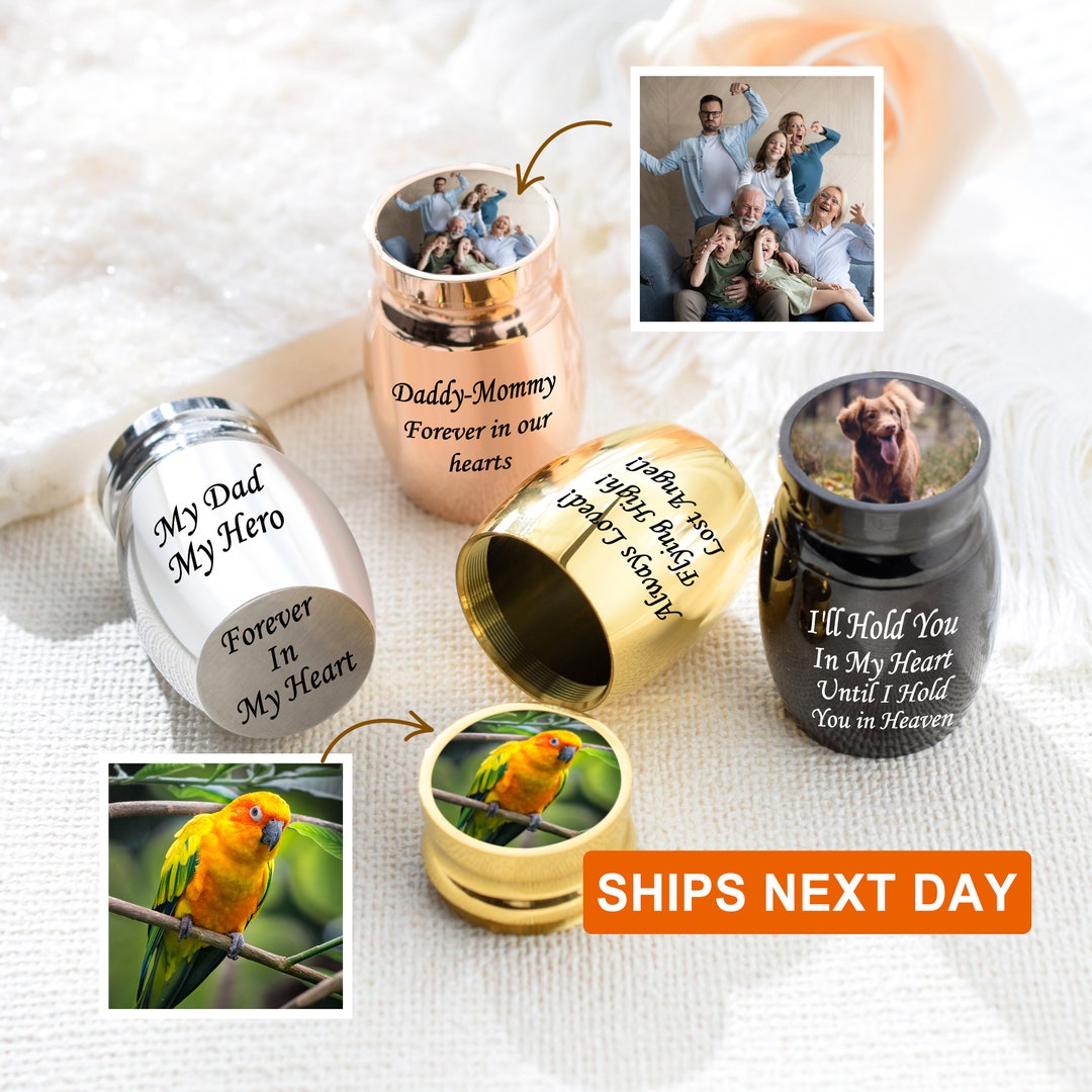 Photo Customization 1.85 Inches Mini Urn, Memorial Ashes Holder ...