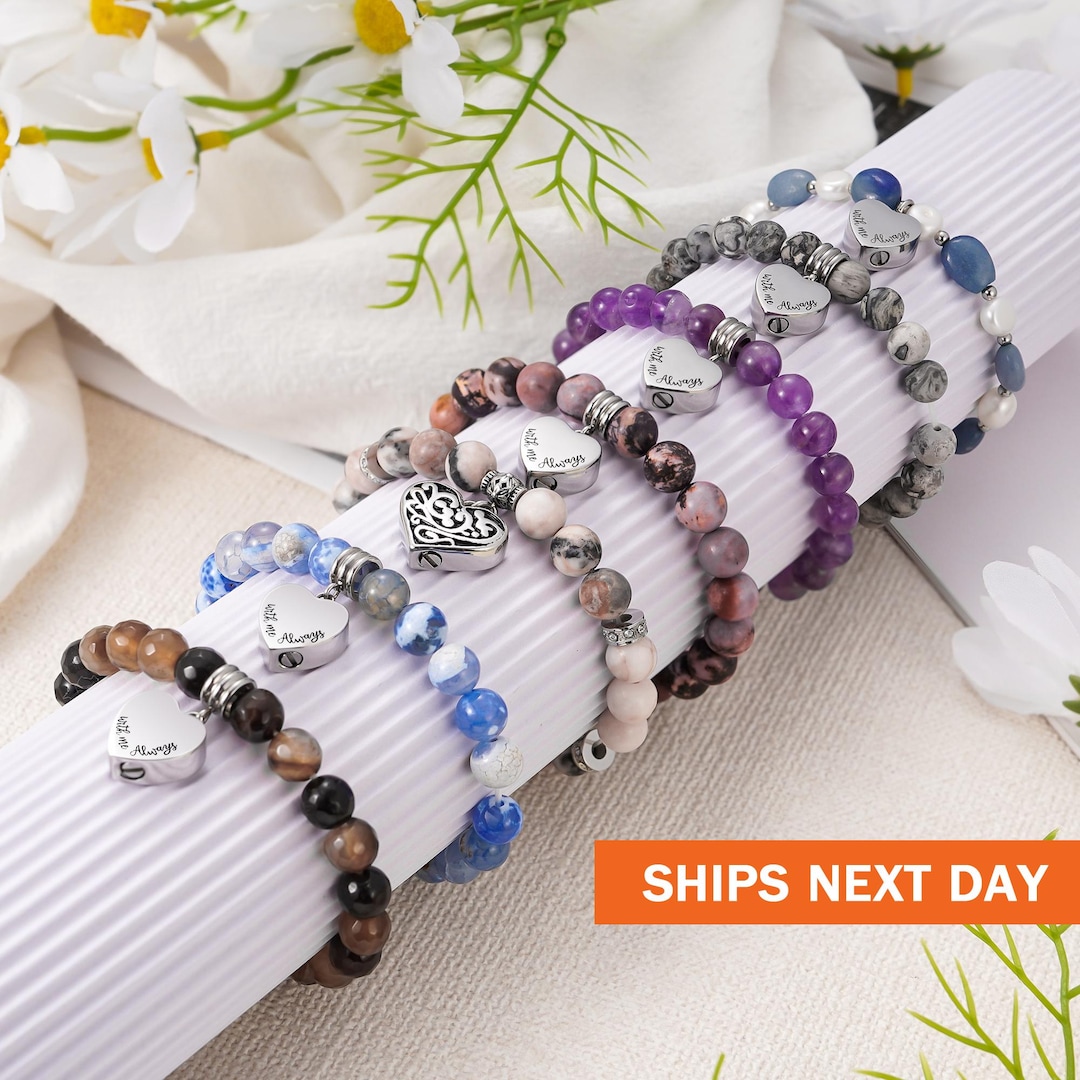 Personalized Urn Bracelet for Ashes, Heart Memorial Bracelet ...