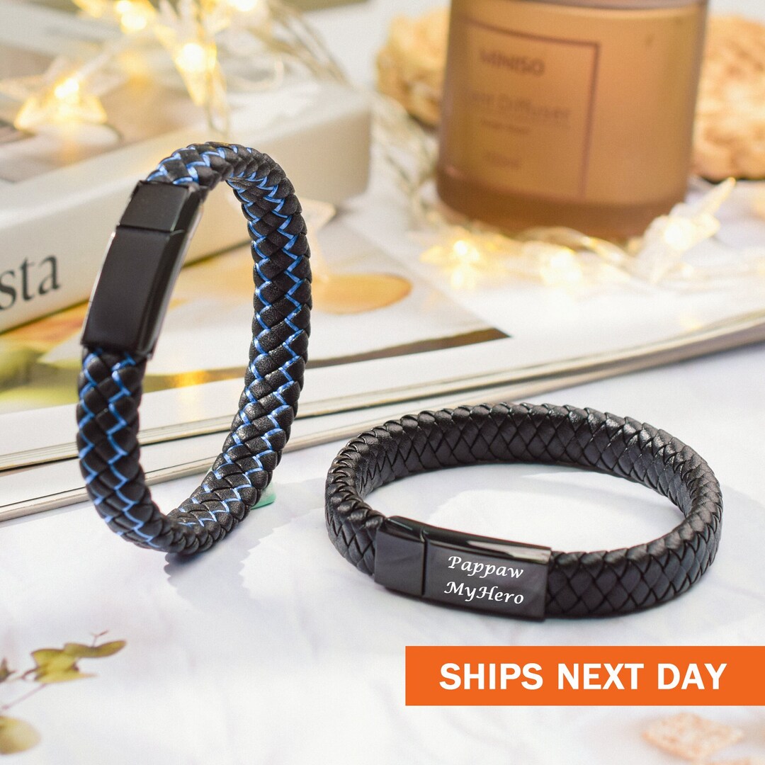 Personalized Genuine Leather Ash Bracelet for Men, Urn Bracelet for ...