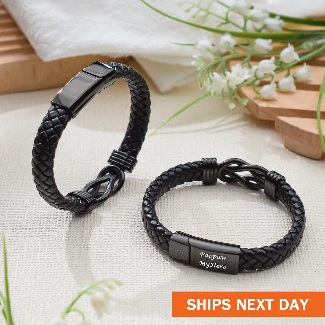 Personalized Genuine Leather Ash Bracelet for Men, Urn Bracelet for ...