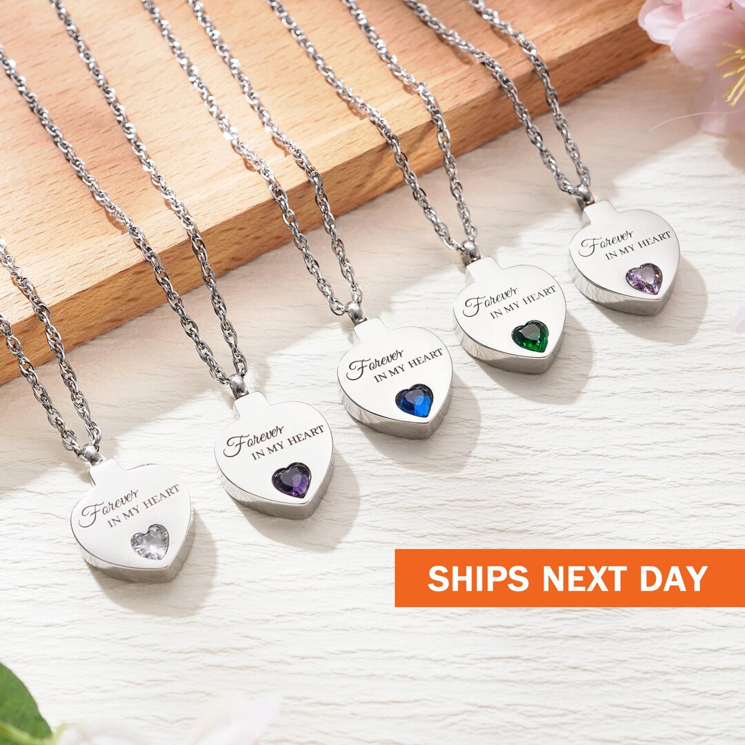 Crystal Cremation Urn Necklace for Ashes Keepsake Birthstone Cremation ...