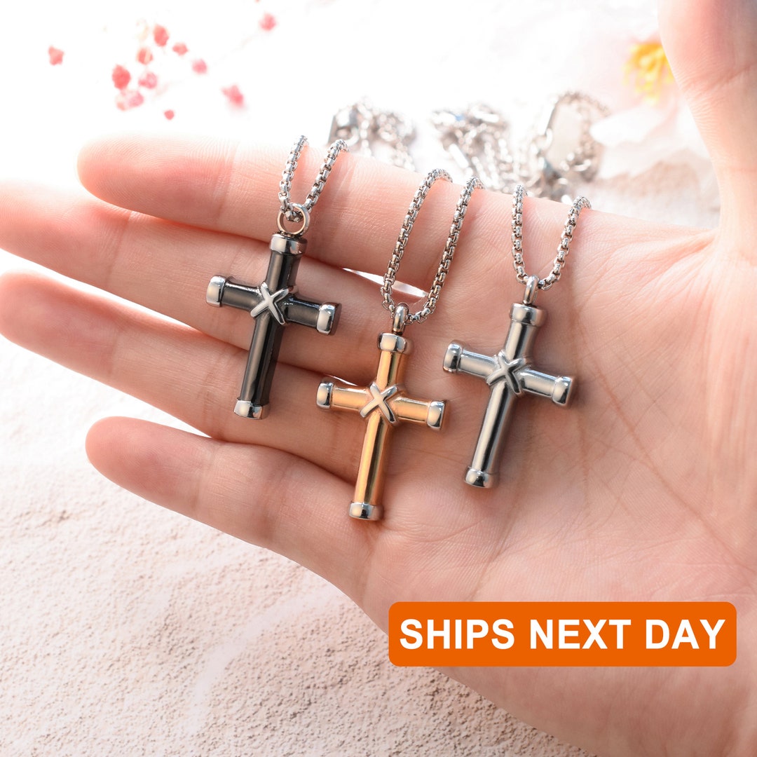Cross Cremation Jewelry for Ashes, Urn Necklace, Memorial Pendant ...
