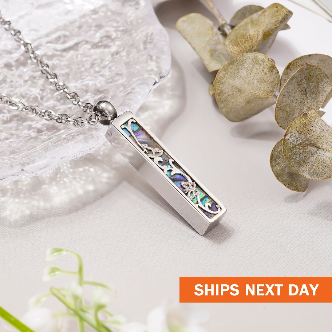 Personalized Abalone Shell Cremation Jewelry for Ashes, Customized Cube ...
