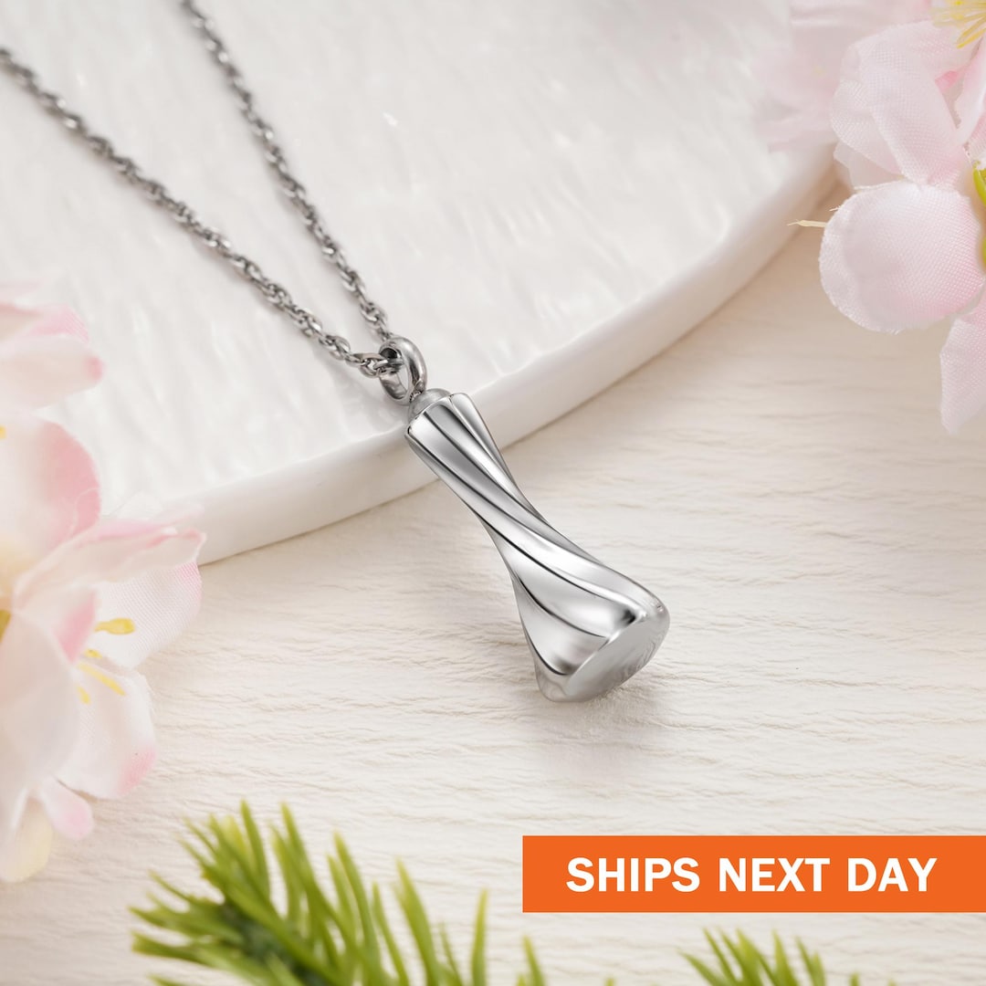 Personalized Cremation Jewelry for Ashes, Twist Ashes Necklace, Urn Necklace for Ashes ...