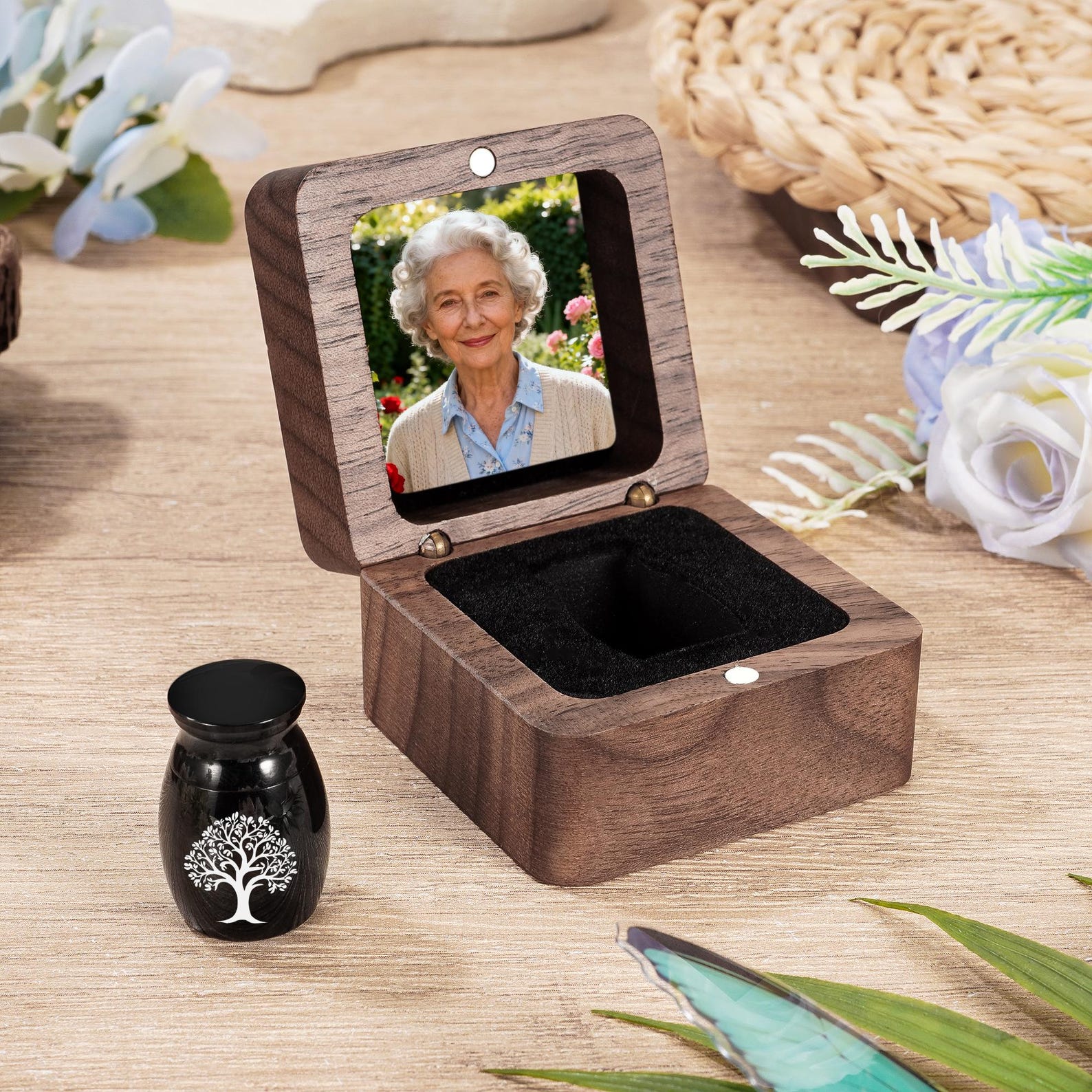 Photo Customization 1.18 Inches Mini Urn, Memorial Ashes Holder ...