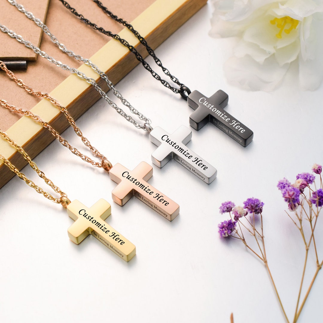Personalized Cross Cremation Jewelry, Customized Cross Urn Necklace ...