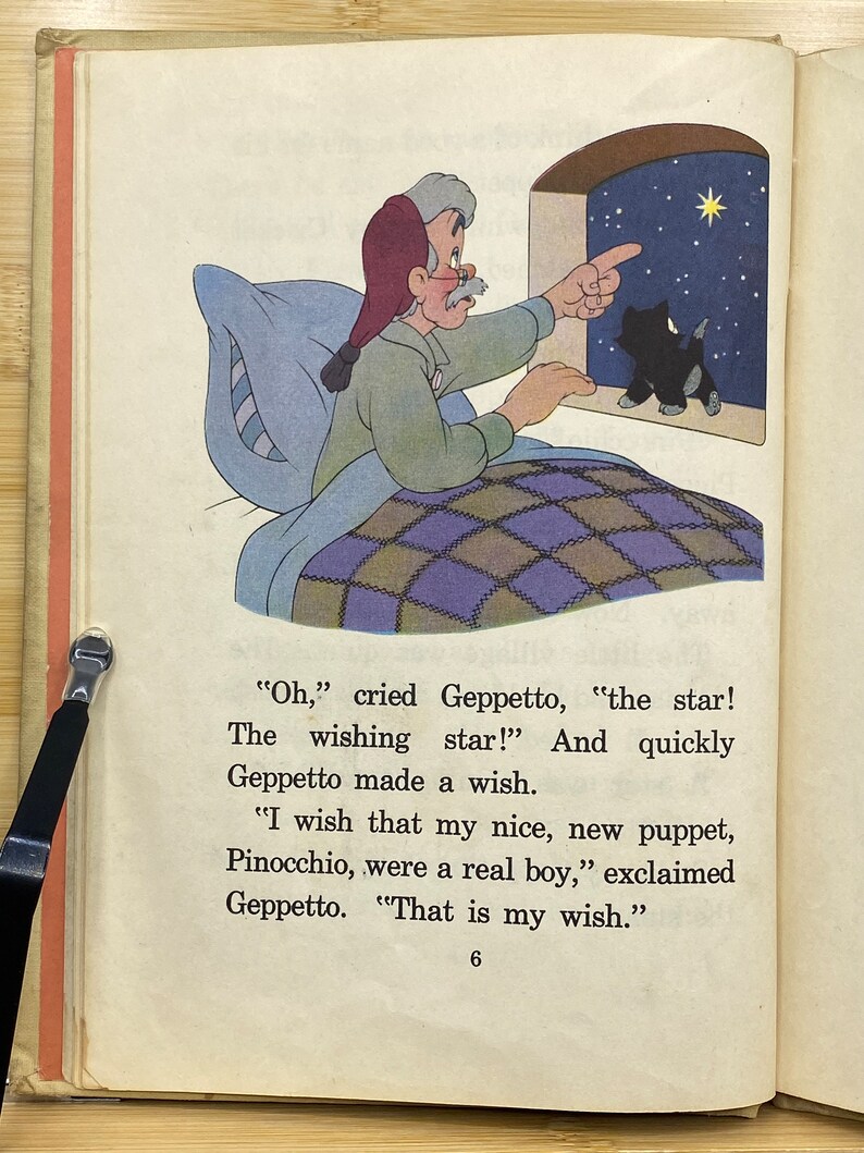 1939 Walt Disney's Pinocchio by Dorothy Baruch GOOD Antique Children's Book With Color ...