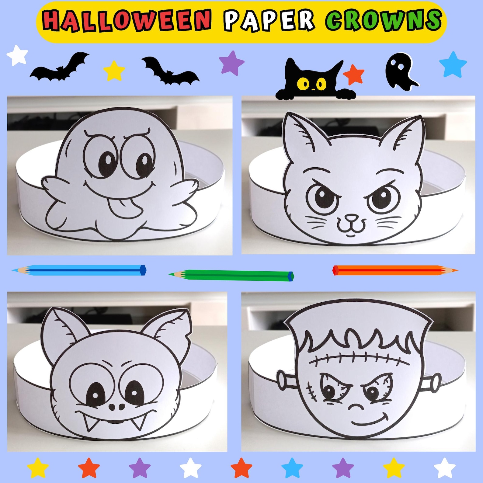 Halloween Paper Crowns Printable, Halloween Headbands Preschool & Up ...