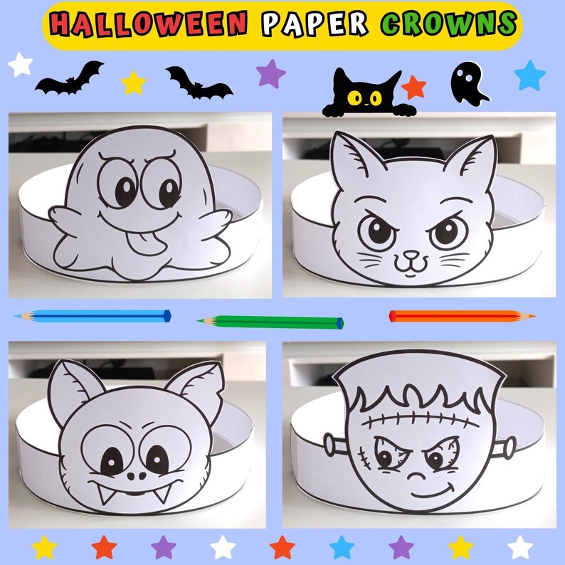 Halloween Paper Crowns Printable, Halloween Headbands Preschool & Up ...