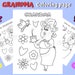 Grandma Coloring Page Printable, Granny Coloring Page for Kids and ...