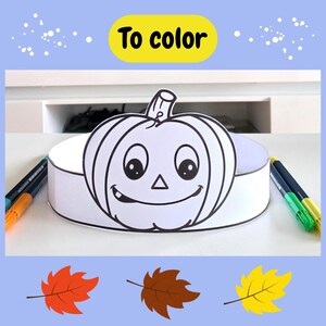Pumpkin Paper Crown Printable, Halloween Paper Hat DIY, Autumn Paper ...