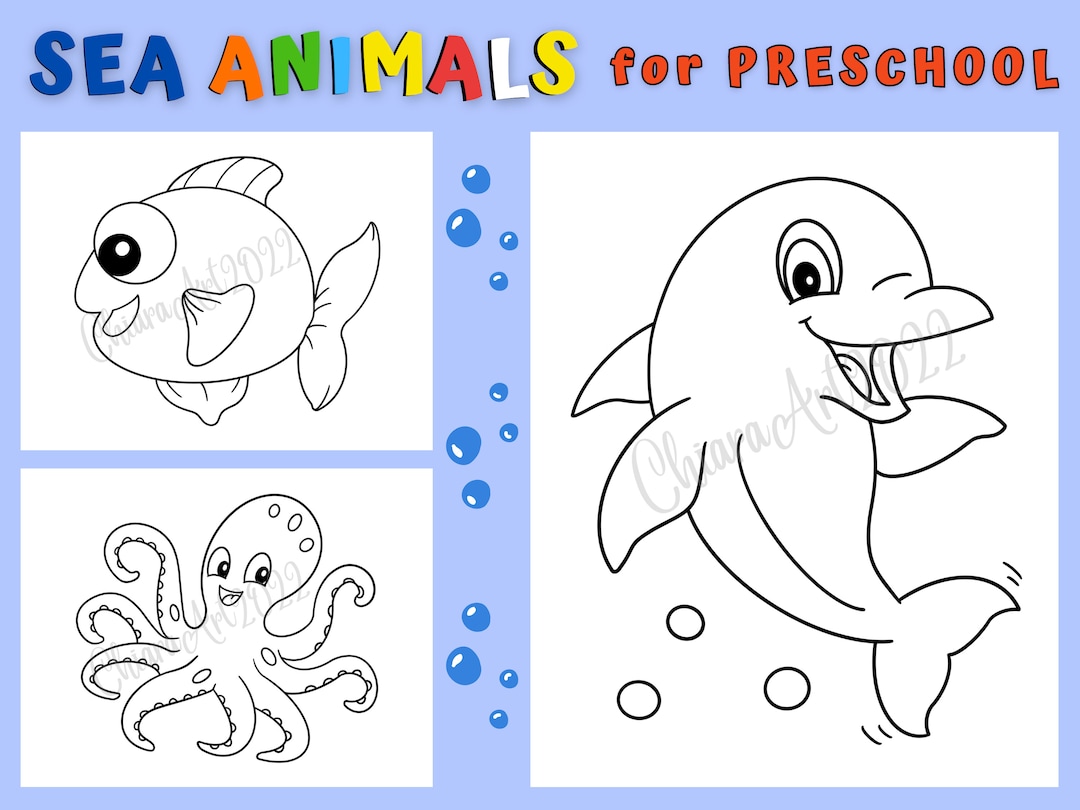 Sea Animal Coloring Pages Preschool, Cute Sea Creature Coloring Pages ...