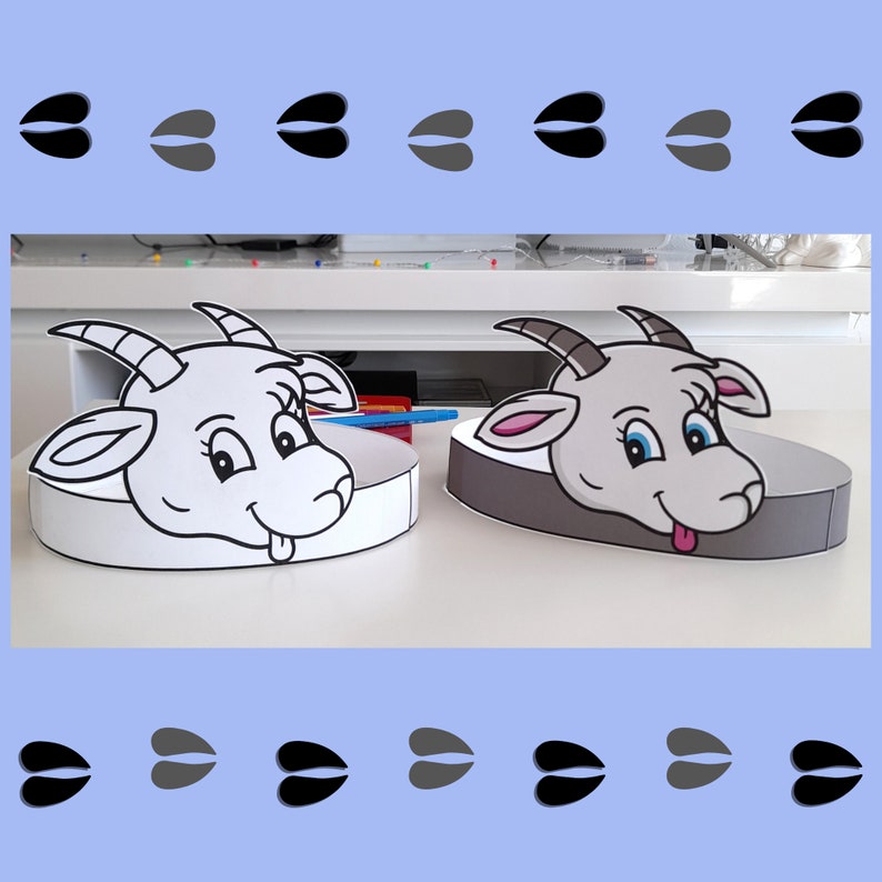 Goat Paper Crown for Kids Printable, Goat Party Hat for Preschool and ...