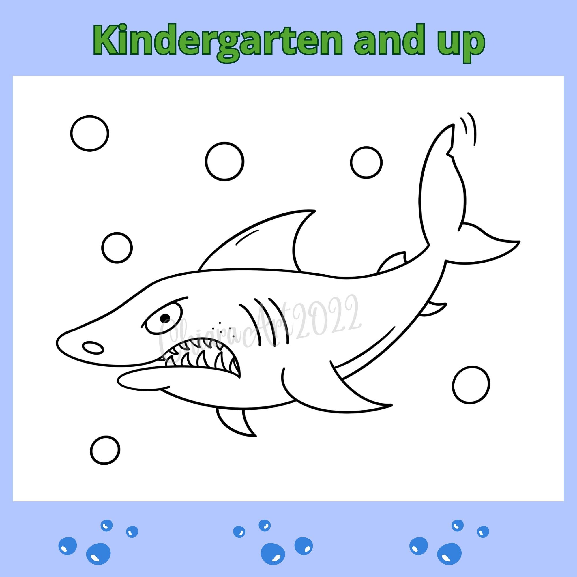 Shark Coloring Pages for Kids Printable, Shark Birthday Party Preschool ...