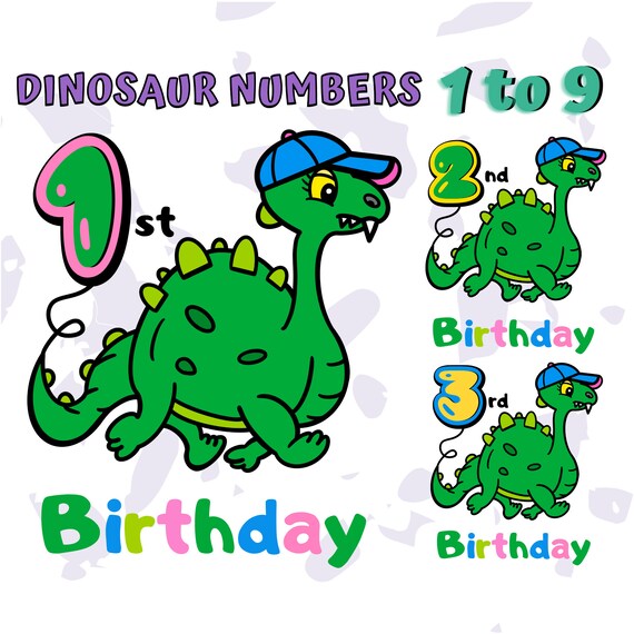 Dinosaur Birthday Numbers PNG Dinosaur Numbers 1 to 9 Png - Etsy