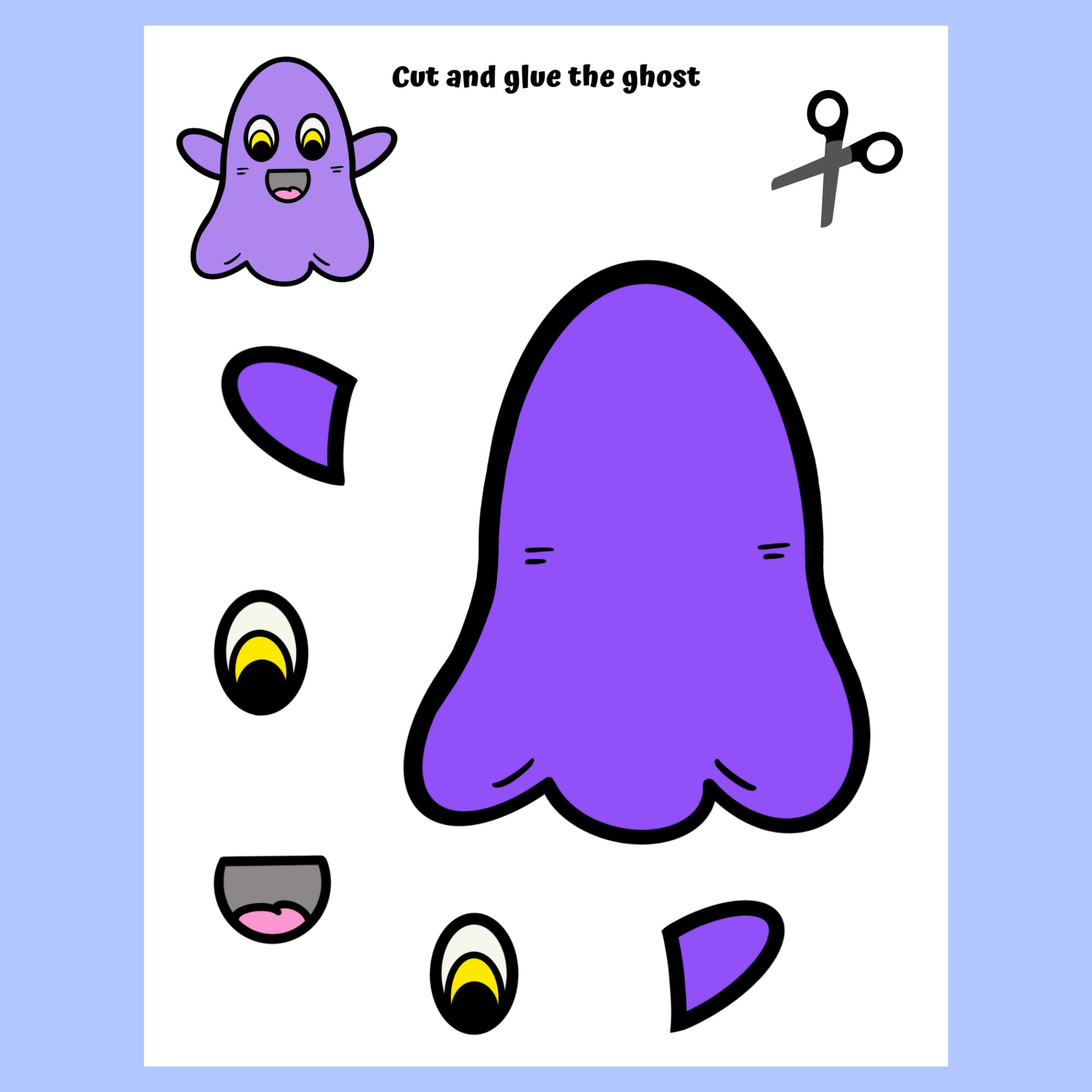 Build a Ghost for Preschool, 2 Easy Ghosts Cut, Halloween Cut and Paste ...