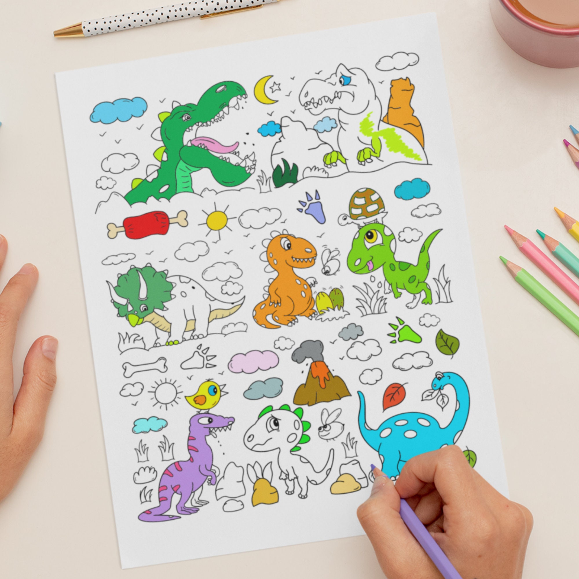 Animal Doodle Coloring Pages for Kids Cute Animal Coloring - Etsy