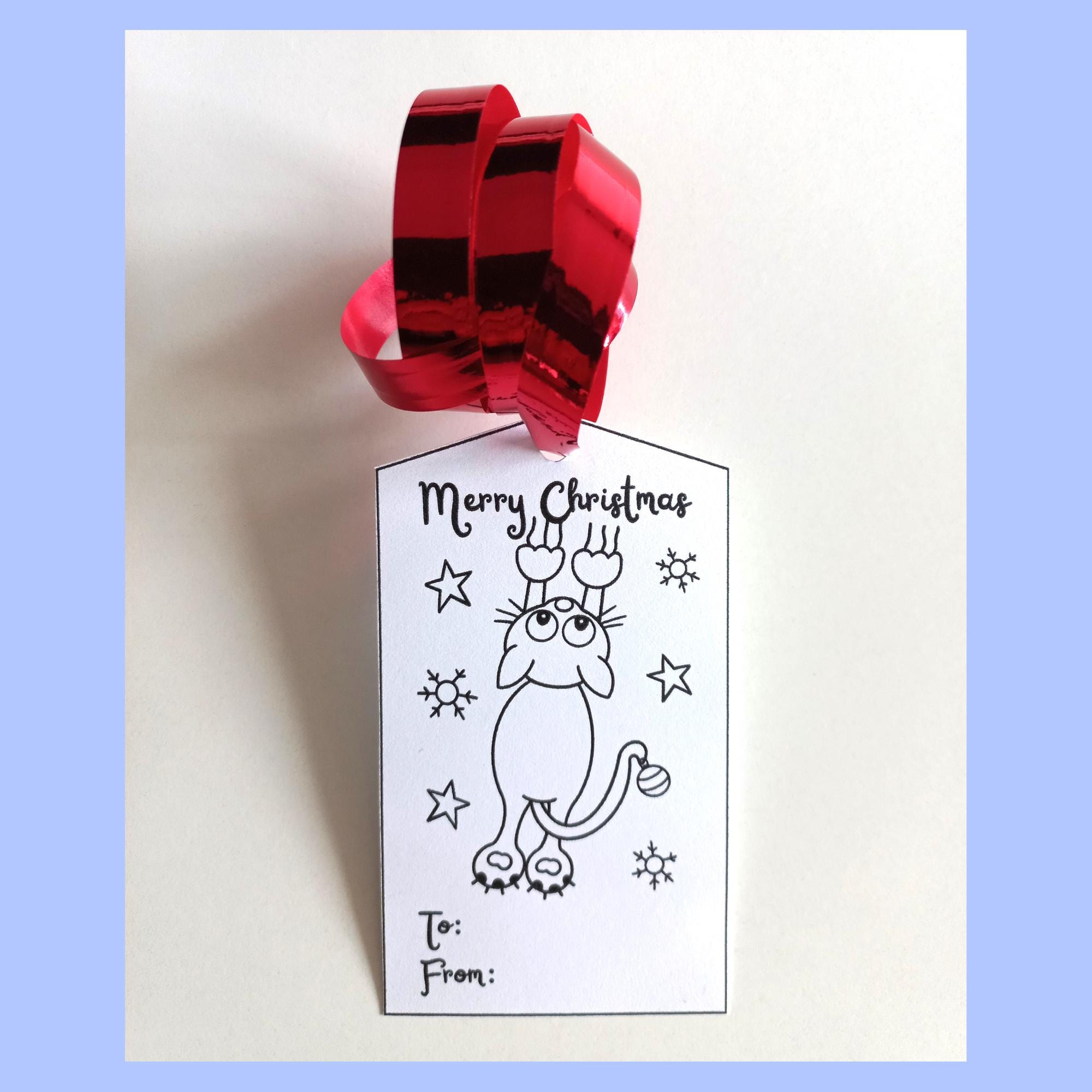 Christmas Cat Gift Tags Printable, Cute Cat Christmas Tag Downloadable ...