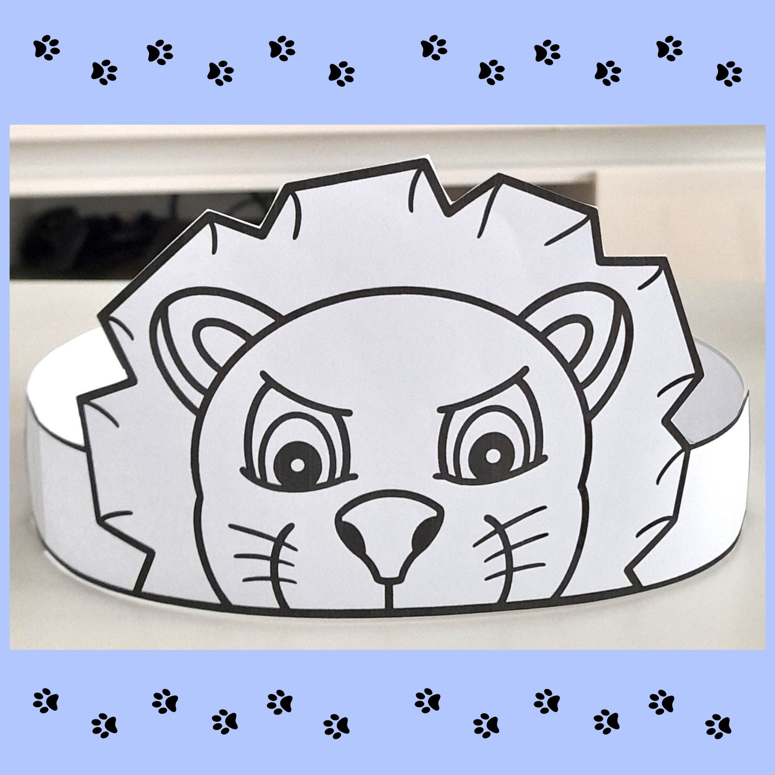 Lion Paper Crown for Kids Printable, Lion Birthday Decoration, Lion ...