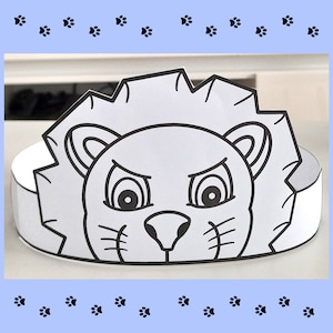 Lion Paper Crown for Kids Printable, Lion Birthday Decoration, Lion ...