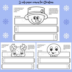 Christmas Paper Crowns Printable, Snowman Paper Headband, Gingerbread ...