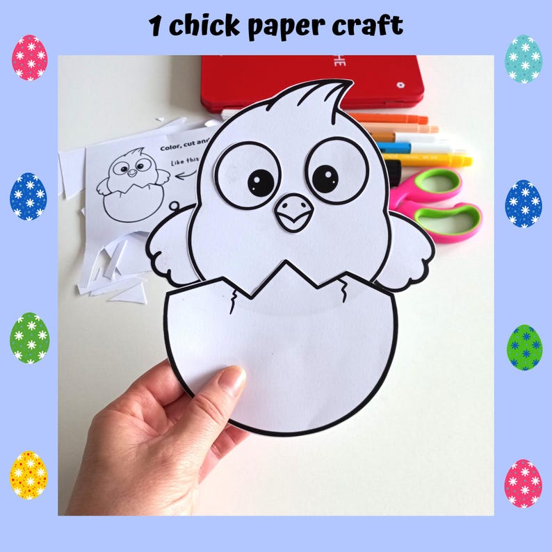 Chick Cut and Paste Printable, Build a Chick in Its Eggshell Preschool ...
