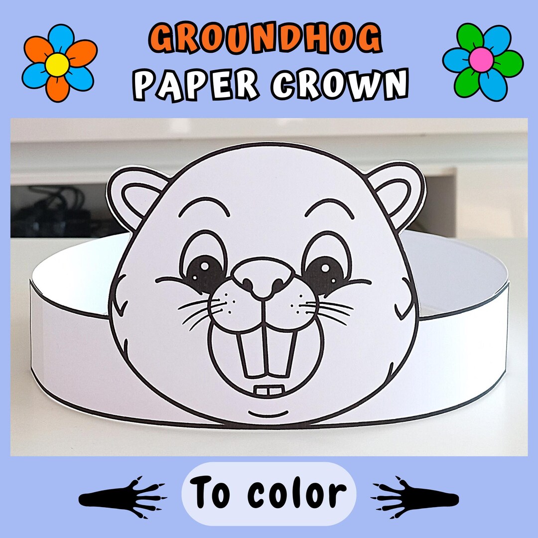 Groundhog Paper Crown Printable, Groundhog Day Hat Craft, Groundhog ...