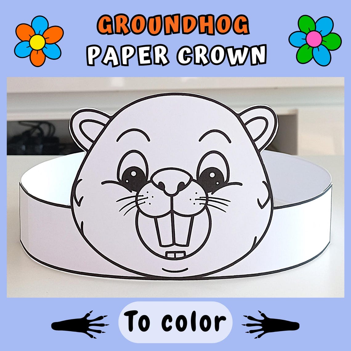 Groundhog Paper Crown Printable, Groundhog Day Hat Craft, Groundhog ...