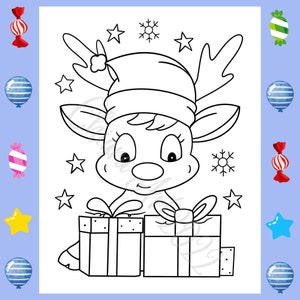 Christmas Reindeer Coloring Pages for Preschool and Up, Cute Reindeer ...