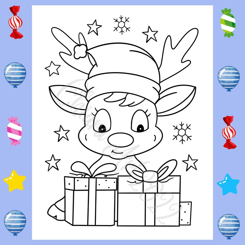 Christmas Reindeer Coloring Pages for Preschool and Up, Cute Reindeer ...