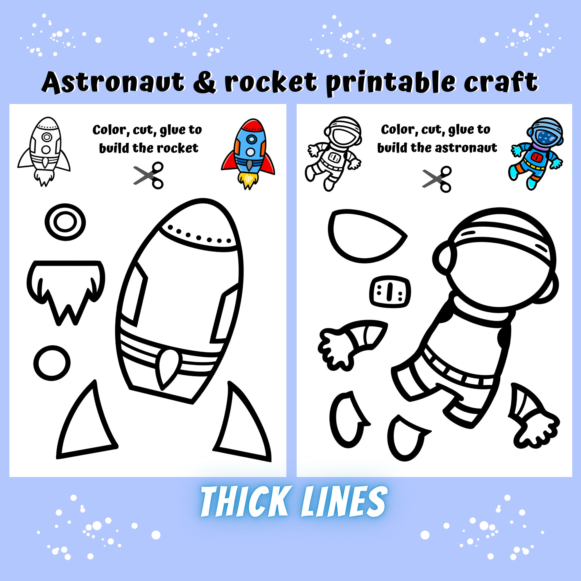 Rocket Printable Craft, Space Themed Activity, Printable Space Craft ...