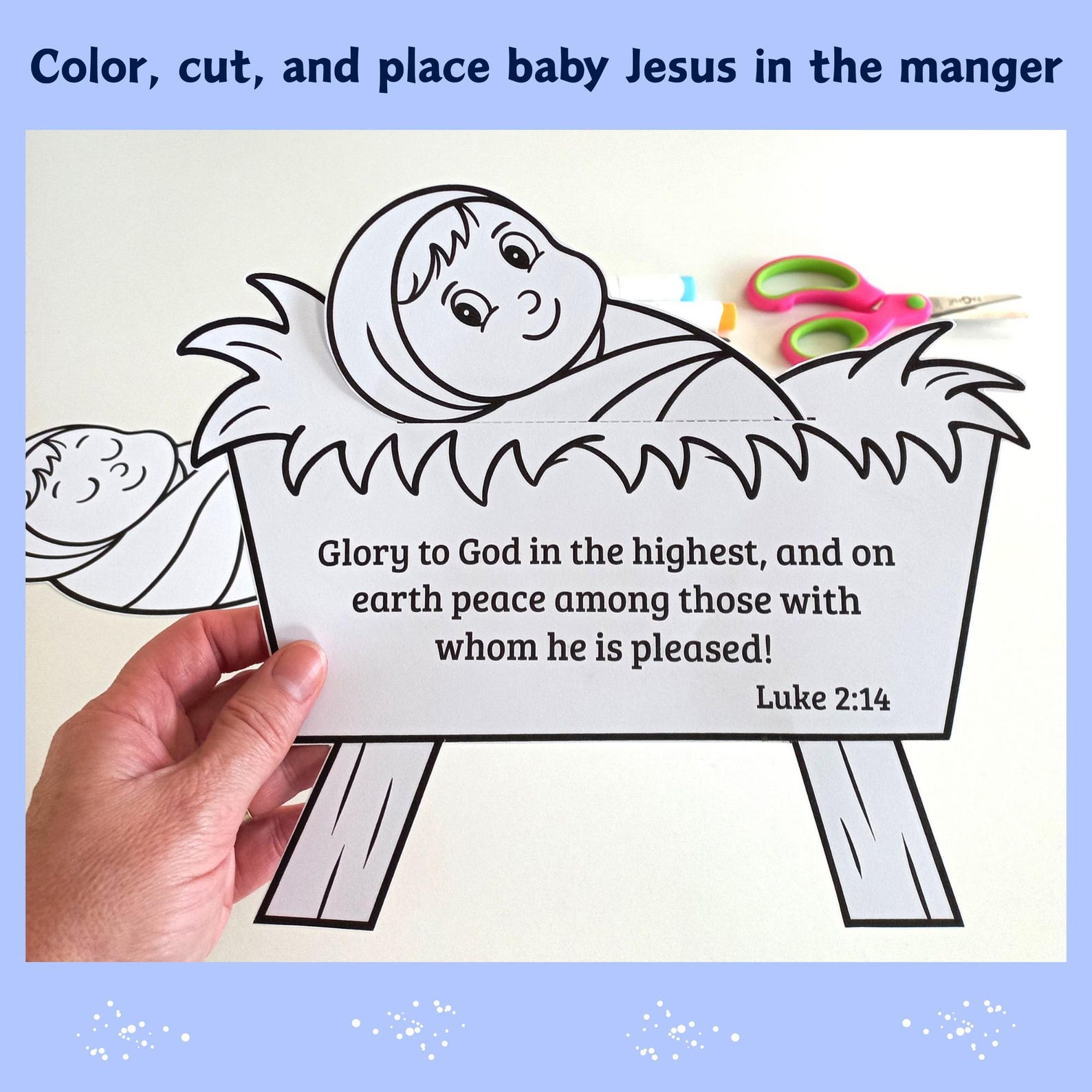 Nativity Craft Printable, Baby Jesus in the Manger Craft, Christian ...