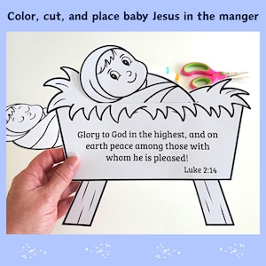 Nativity Craft Printable, Baby Jesus in the Manger Craft, Christian ...