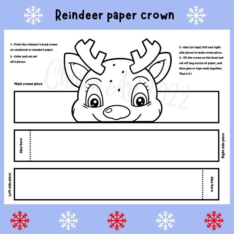Christmas Paper Crowns Printable, Snowman Paper Headband, Gingerbread ...