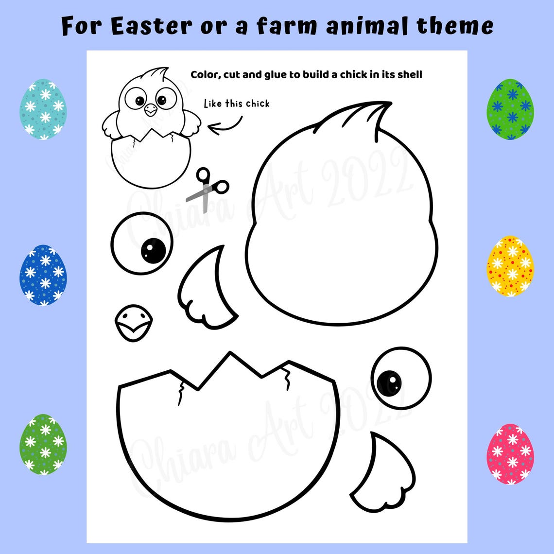 Chick Cut and Paste Printable, Build a Chick in Its Eggshell Preschool ...