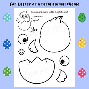 Chick Cut and Paste Printable, Build a Chick in Its Eggshell Preschool ...