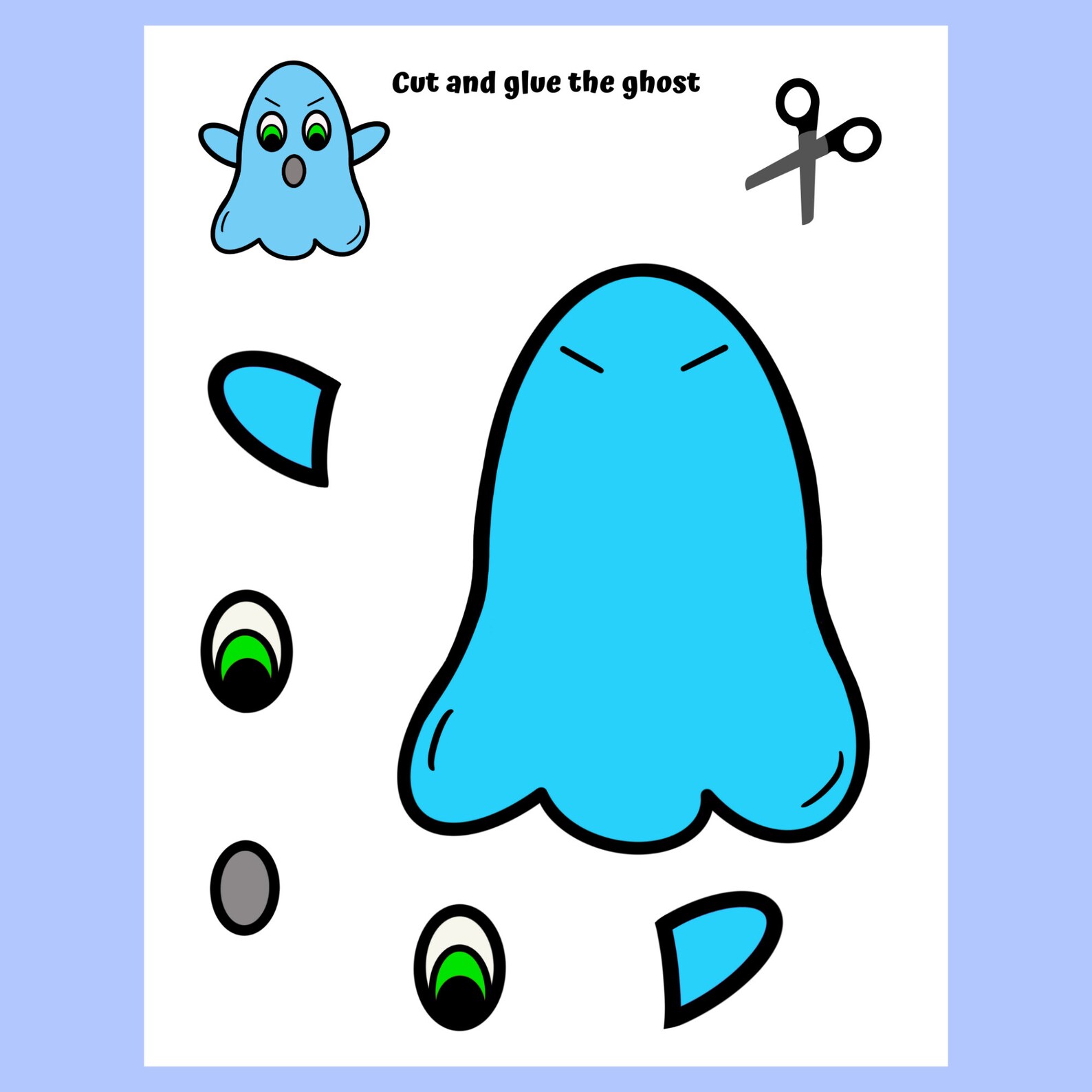 Build a Ghost for Preschool, 2 Easy Ghosts Cut, Halloween Cut and Paste ...