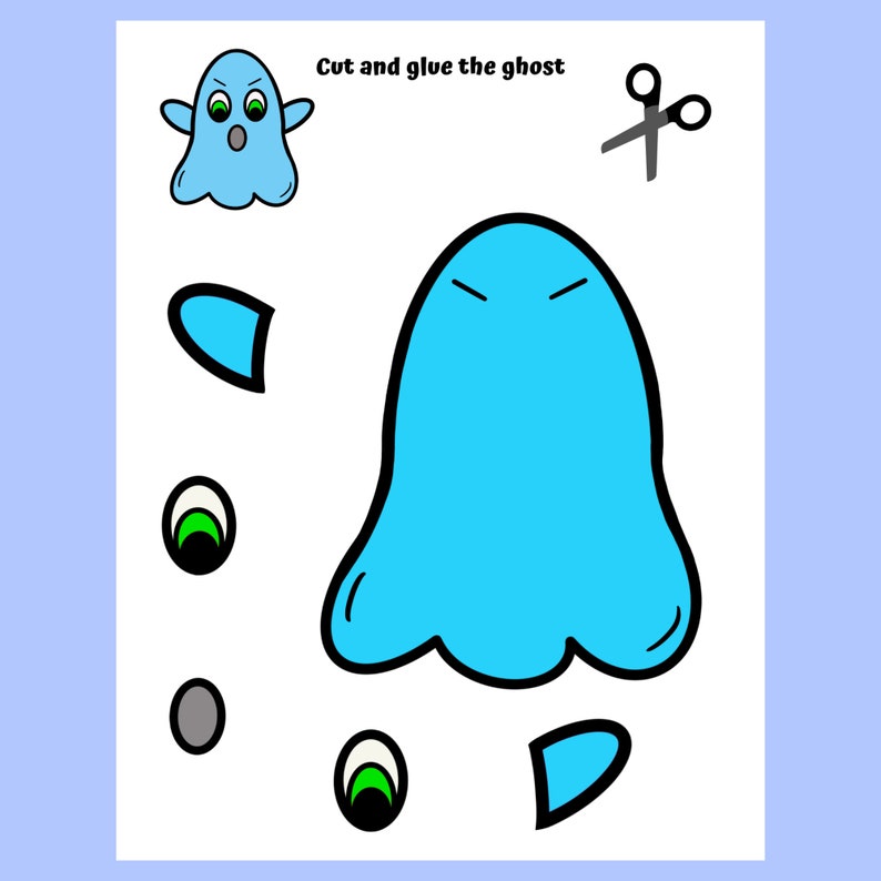 Build a Ghost for Preschool, 2 Easy Ghosts Cut, Halloween Cut and Paste ...