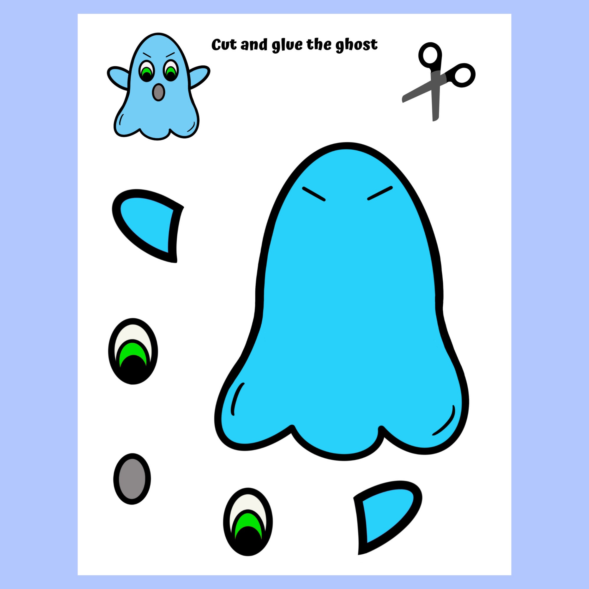 Build a Ghost for Preschool, 2 Easy Ghosts Cut, Halloween Cut and Paste ...