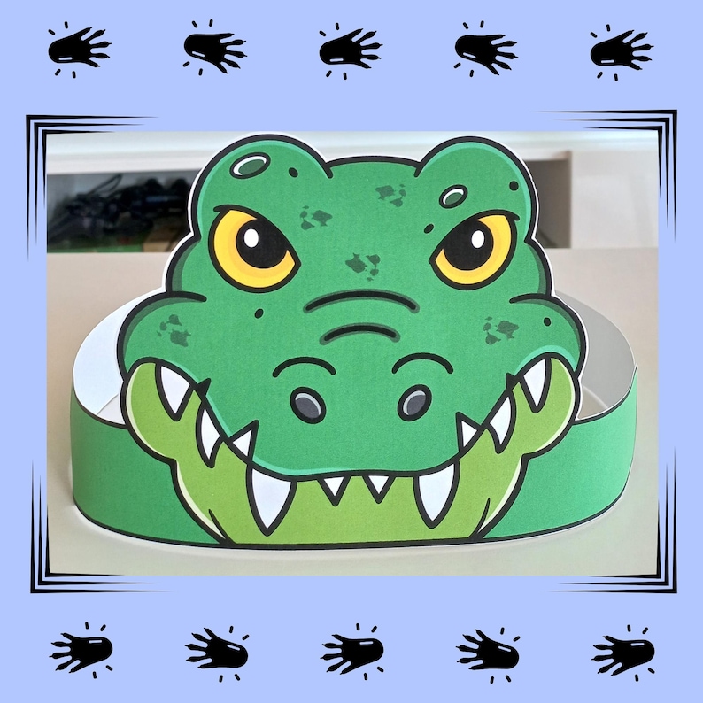 Crocodile Paper Crowns Printable, Alligator Headband, Crocodile Paper ...
