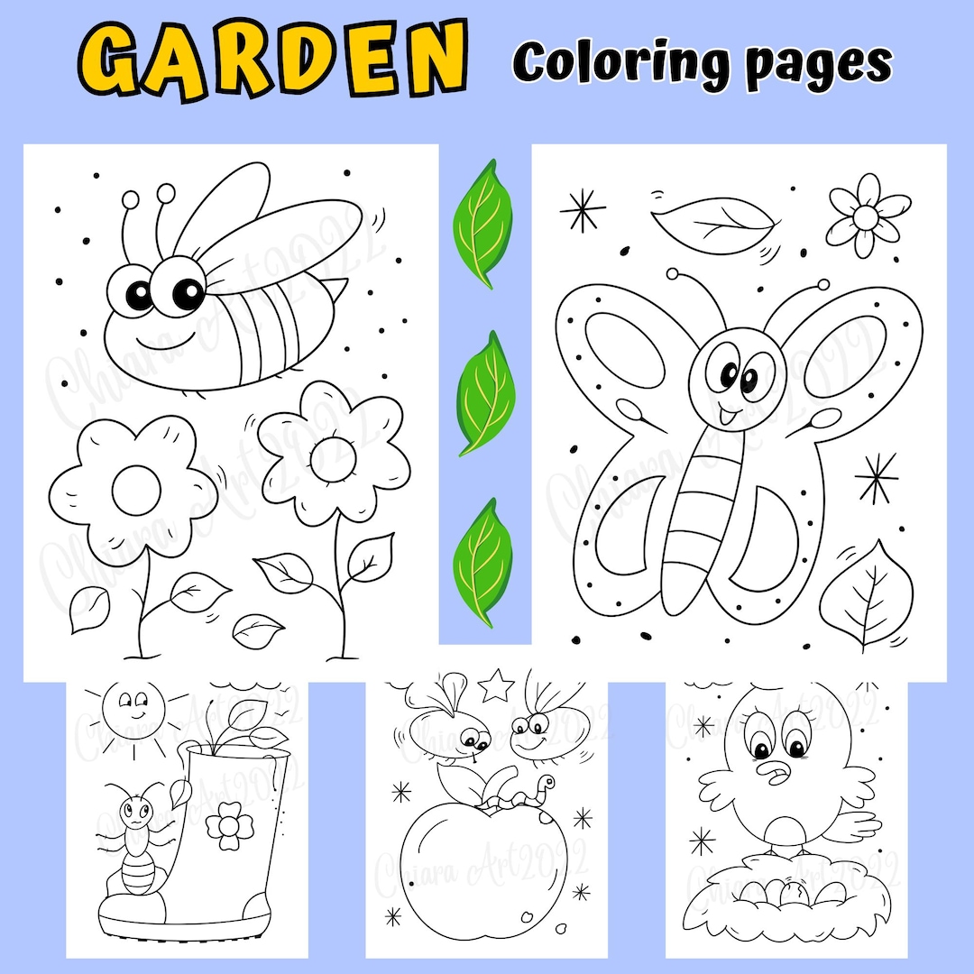 Garden Coloring Pages Preschool, Leaves, Bees, Ladybug, Ant, Butterfly ...