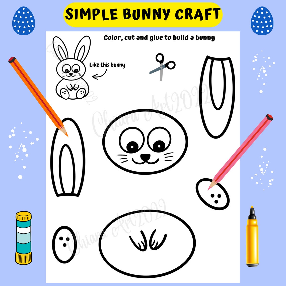 Bunny Cut and Paste Preschool, Build an Easy Rabbit Printable, Easter ...