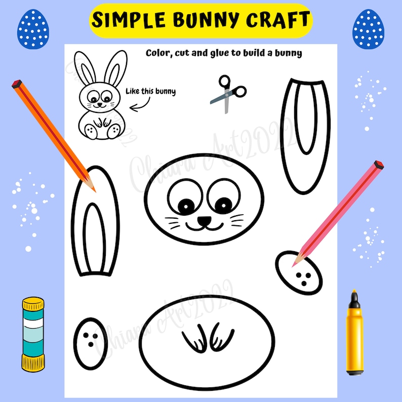 Bunny Cut and Paste Preschool, Build an Easy Rabbit Printable, Easter ...
