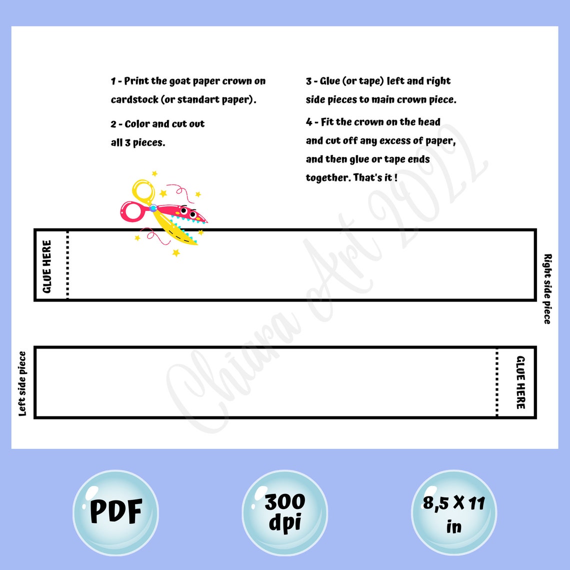 Goat Paper Crown for Kids Printable, Goat Party Hat for Preschool and ...