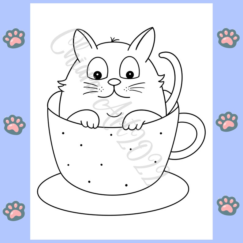 Cat Coloring Pages for Toddlers, Cute Cat Coloring Pages for Preschool ...