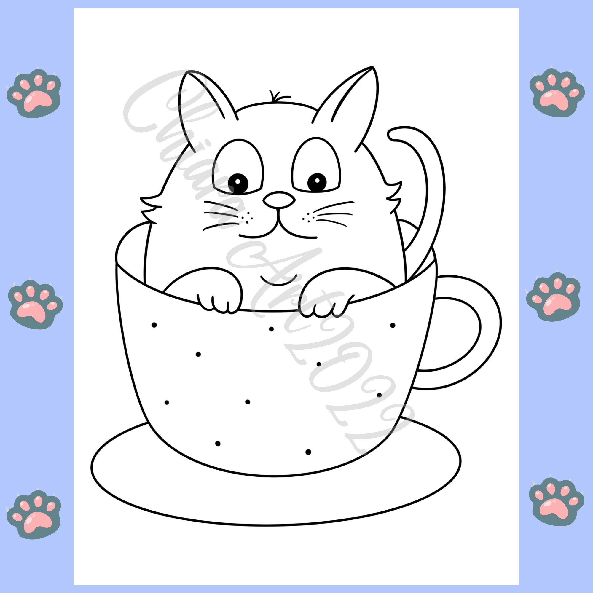 Cat Coloring Pages for Toddlers, Cute Cat Coloring Pages for Preschool ...