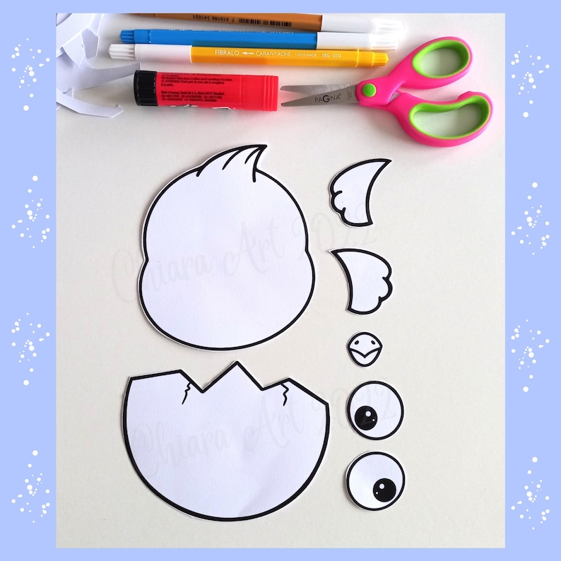 Chick Cut and Paste Printable, Build a Chick in Its Eggshell Preschool ...